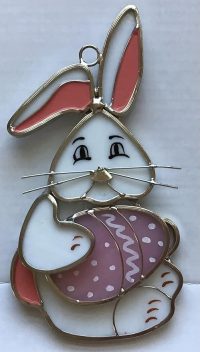 Easter Bunny and Egg Stained Glass Suncatcher – Juhlin Glass Studio